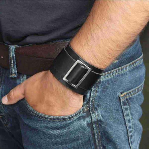 bransoleta ROCK DADDY Leather Wristband With Metal Buckle | sklep metalRoute.pl